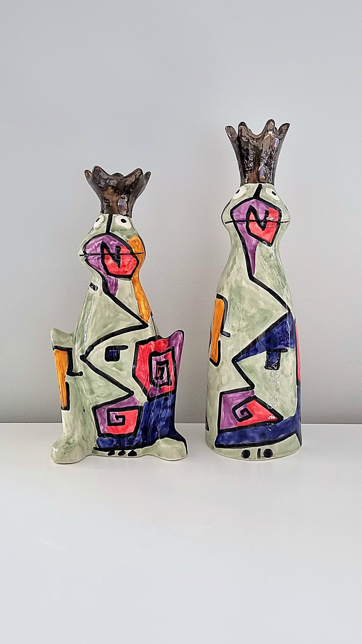 Grenouilles vertes colorées faites à la main en céramique CHALEY DESIGN