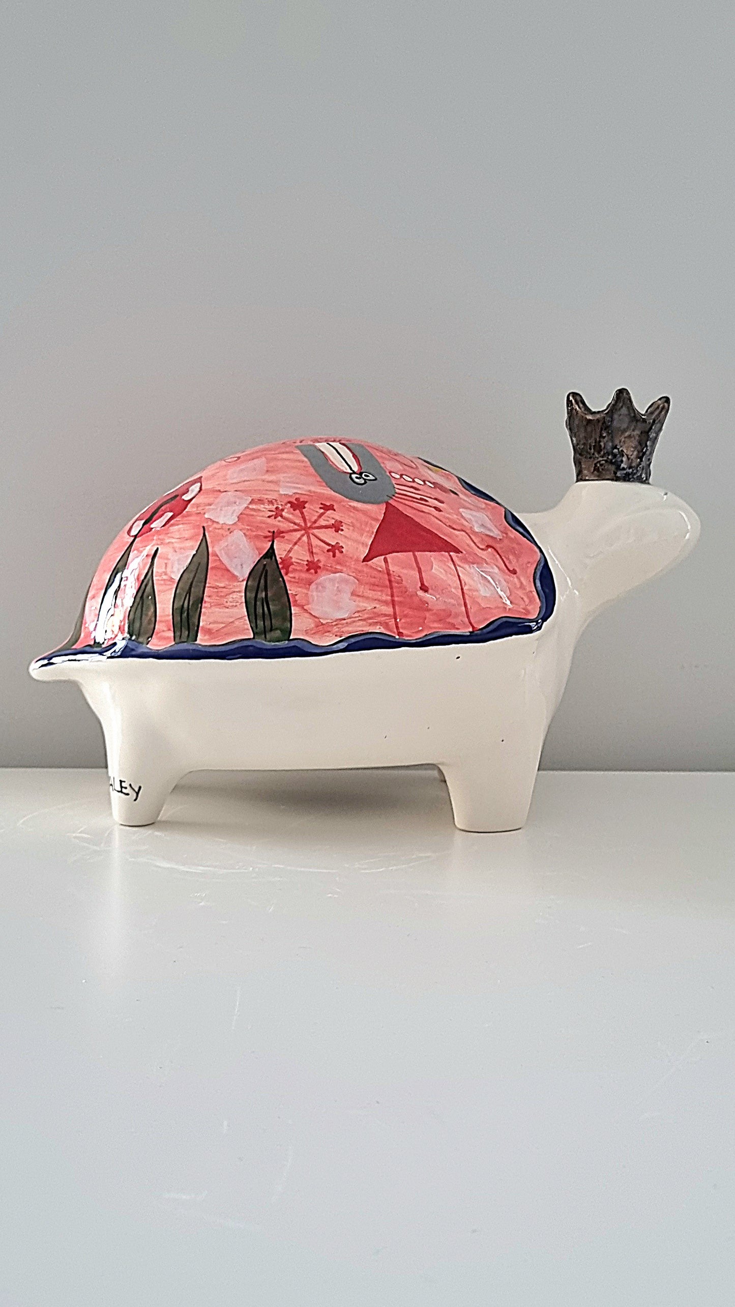 CHALEY DESIGN ceramic handmade coloured pink turtle